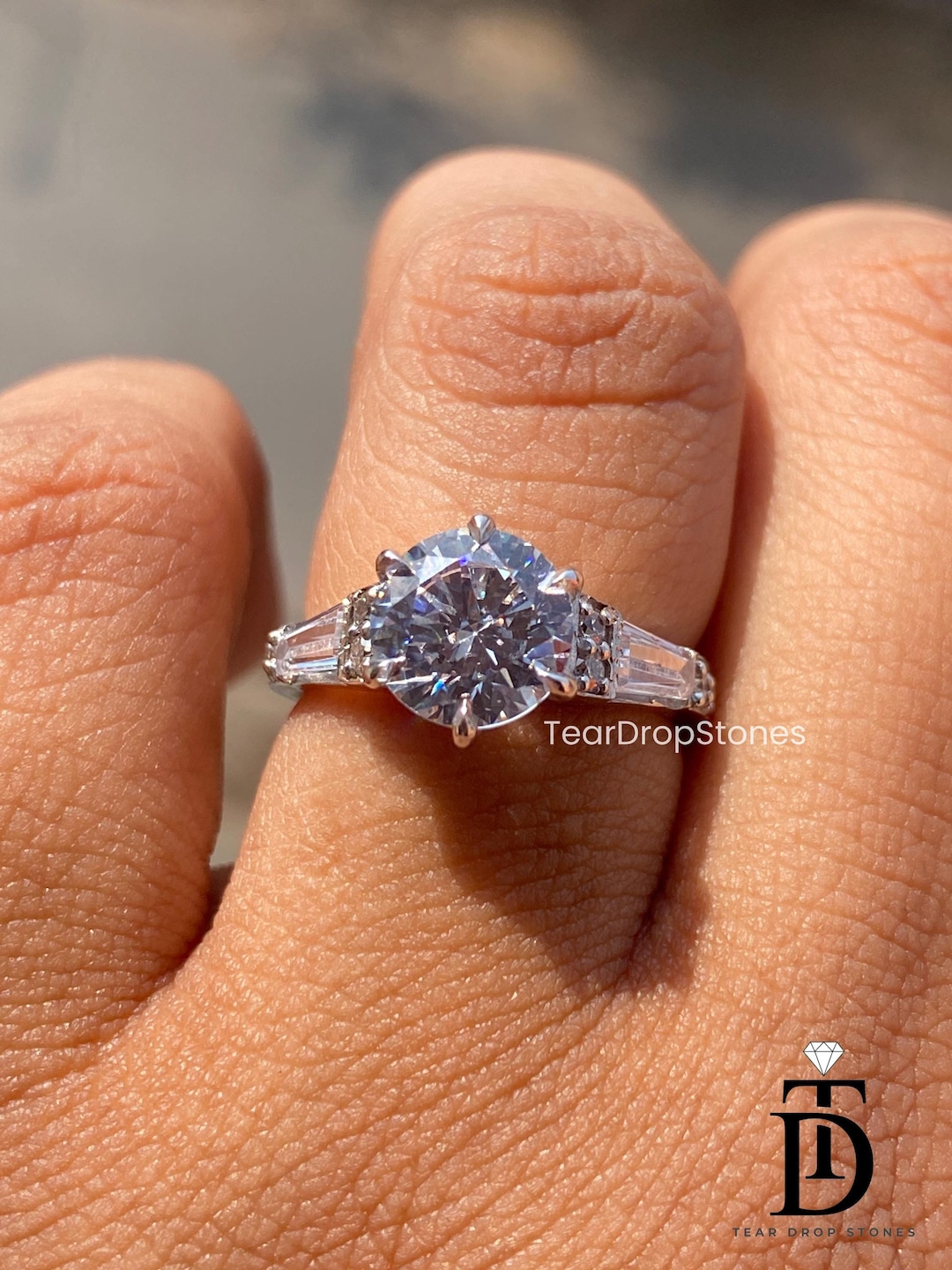 Princess Beatrice Engagement Ring 3 Ct Round Cut Moissanite Wedding ...