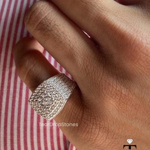 Mens Iced Out Moissanite Signet Ring 925 Sterling Silver Diamond Signet ...