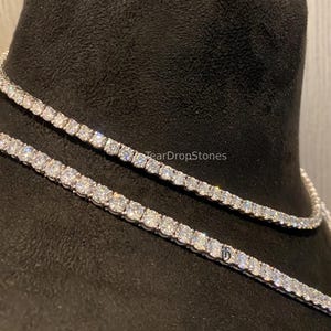 Real VVS1 Moissanite Diamond Iced Out Tennis Chain, 4mm 6mm 925 Silver ...
