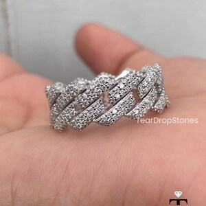 14K Solid Gold Cuban Link Ring VVS Moissanite Diamond Miami Cuban Link ...