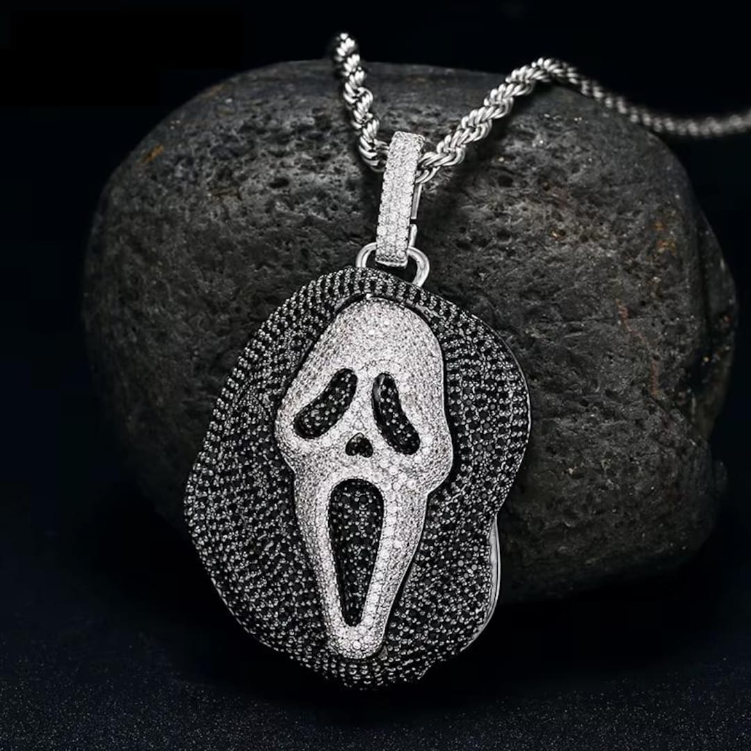 Ghost Skull Face Iced Out Moissanite Pendant Helloice Iced Scary Face ...