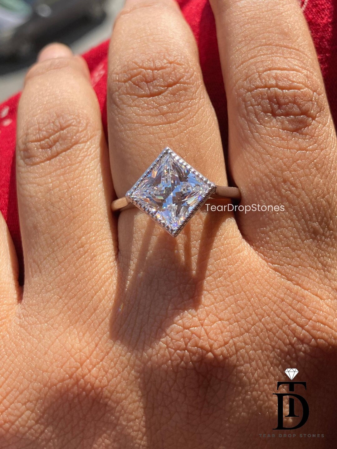 3 CT Princess Cut Moissanite Solitaire Engagement Ring 14K Gold ...