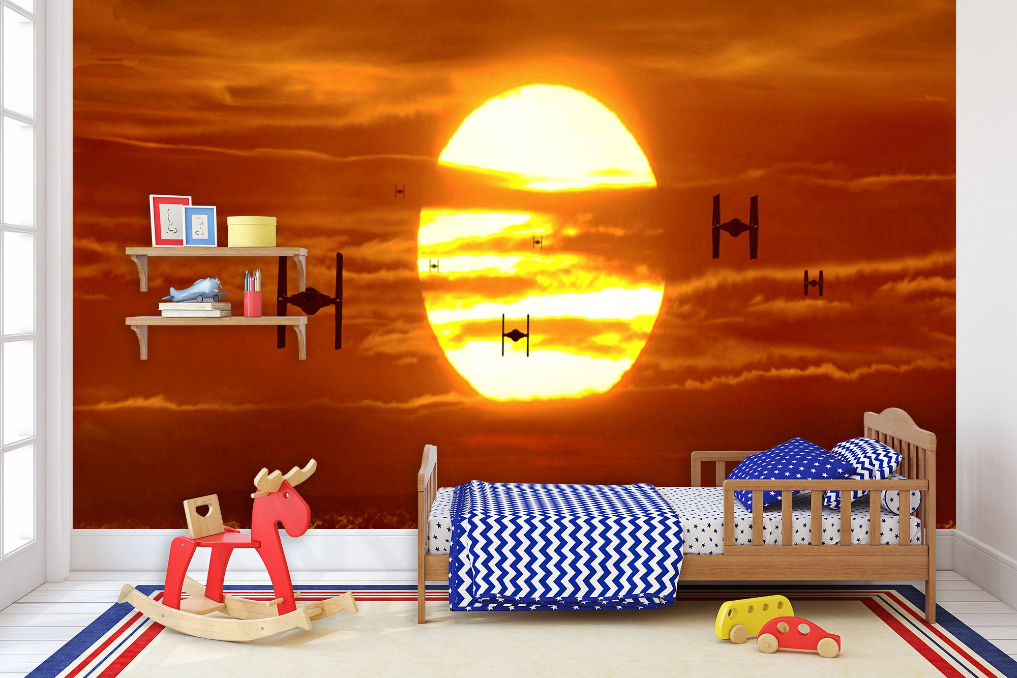 Sci-fi STARWARS TIE FIGHTERS Sunset Wall Mural Wallpaper - Etsy