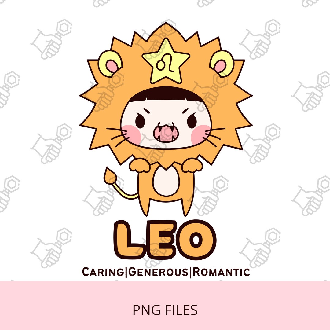 Kawaii Zodiac Leo PNG File-star Sign Digital Files-kawaii Designs - Etsy