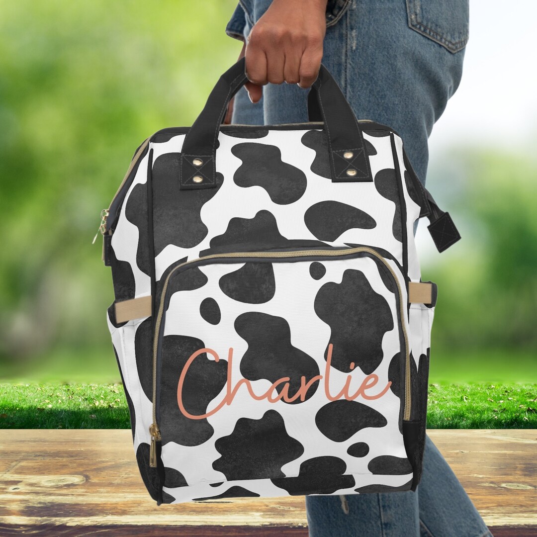 Personalized Cow Print Pattern Nappy Bag-custom Name Kids Backpack ...