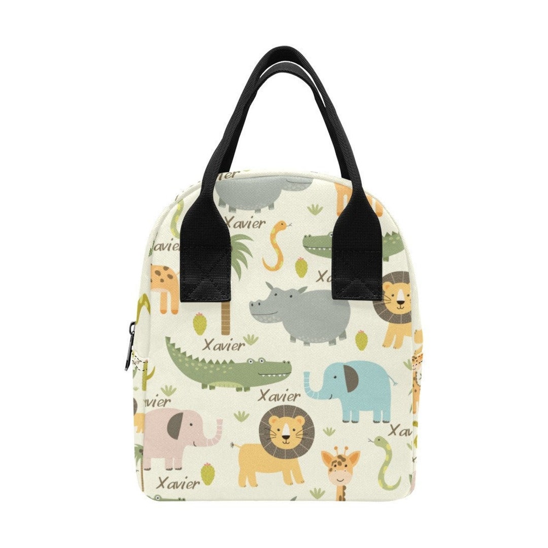 Personalised Jungle Insulated Lunch Bag-kid's Custom Safari Lunch Box ...