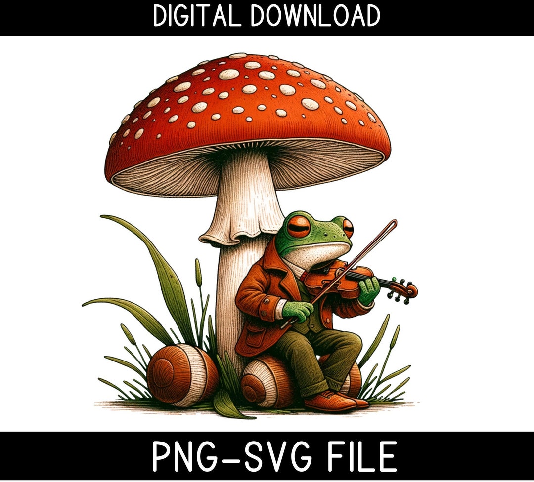 Frog Png-cottage Core Mushroom Svg-funny Frog Png-woodland Mushrooms ...