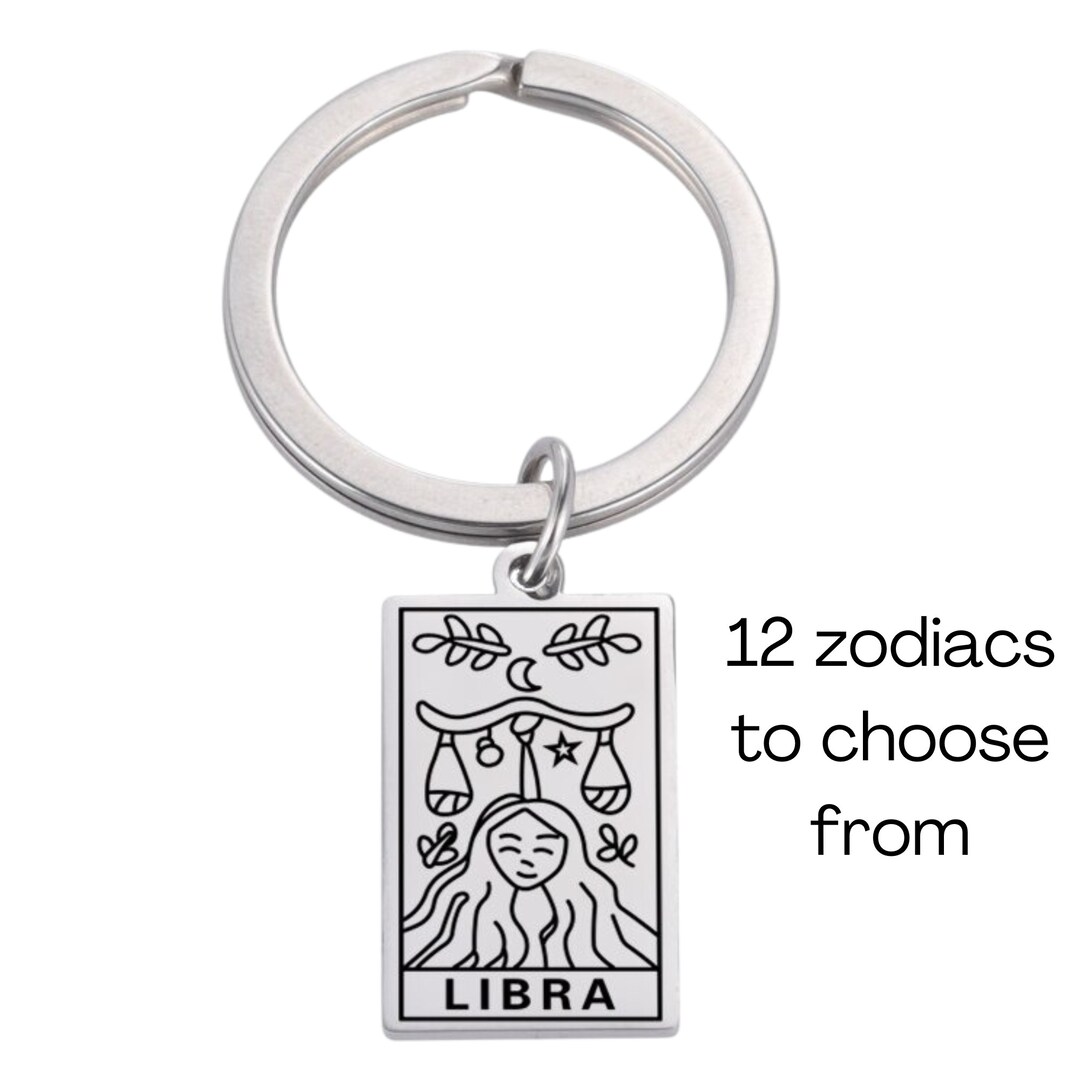 Zodiac Keychains-silver Libra Zodiac Keyring-horoscope Keychain-star ...