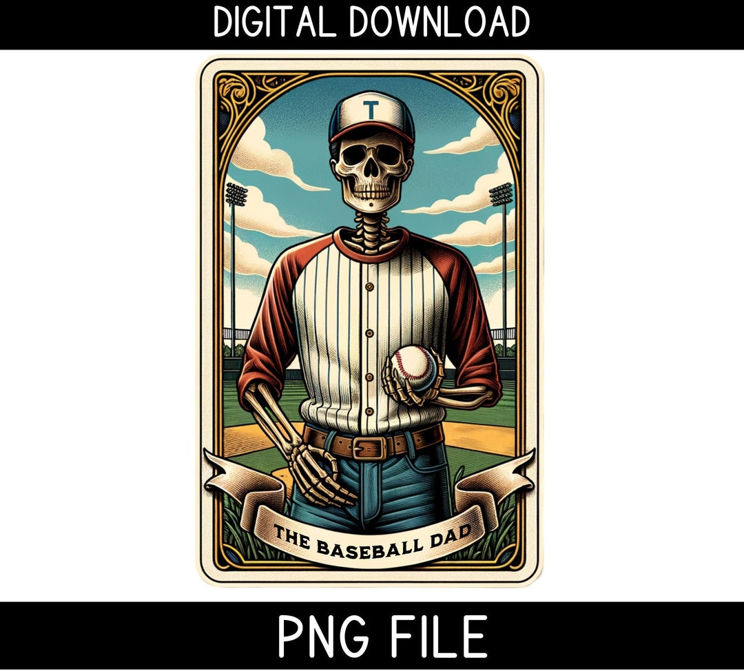 The Baseball Dad Tarot Card Png-skeleton Tarot Png-men's Baseball Shirt ...