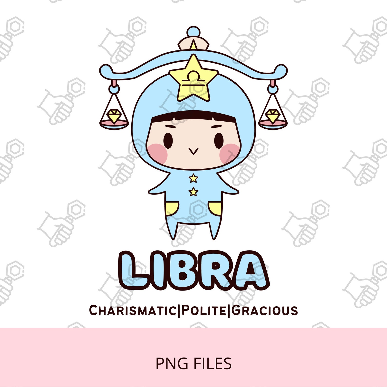 Libra PNG File-zodiac Digital Files-kawaii Star Signs-astrology Digital ...