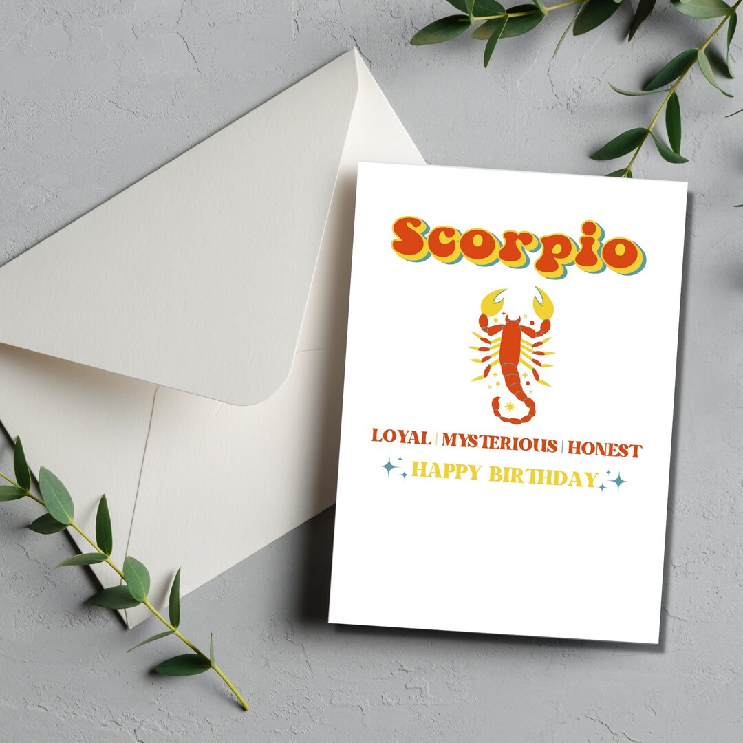 Retro Scorpio Birthday Card for Birthday-zodiac Greeting Card-star Sign ...