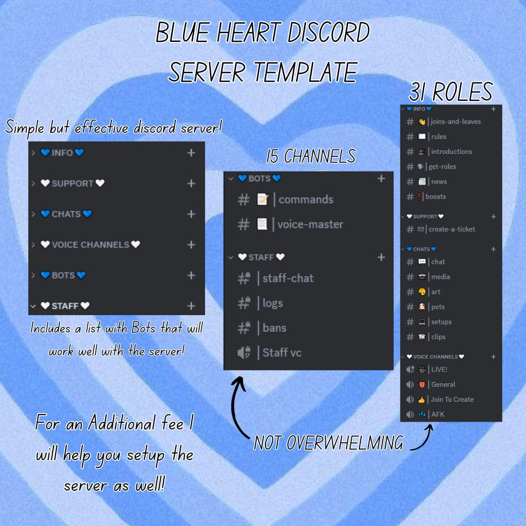 Blue Heart Discord Server Template - Etsy