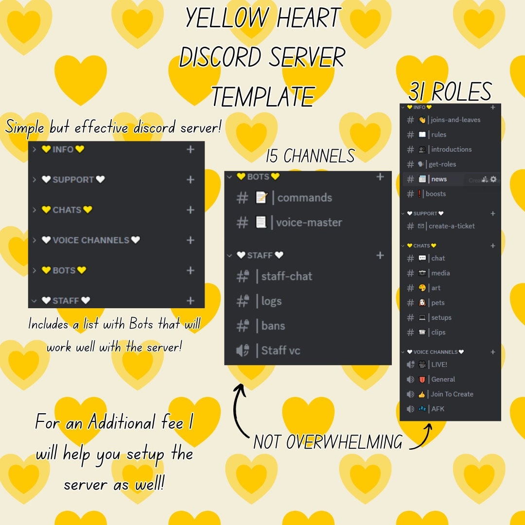 Yellow Heart Discord Server Template - Etsy