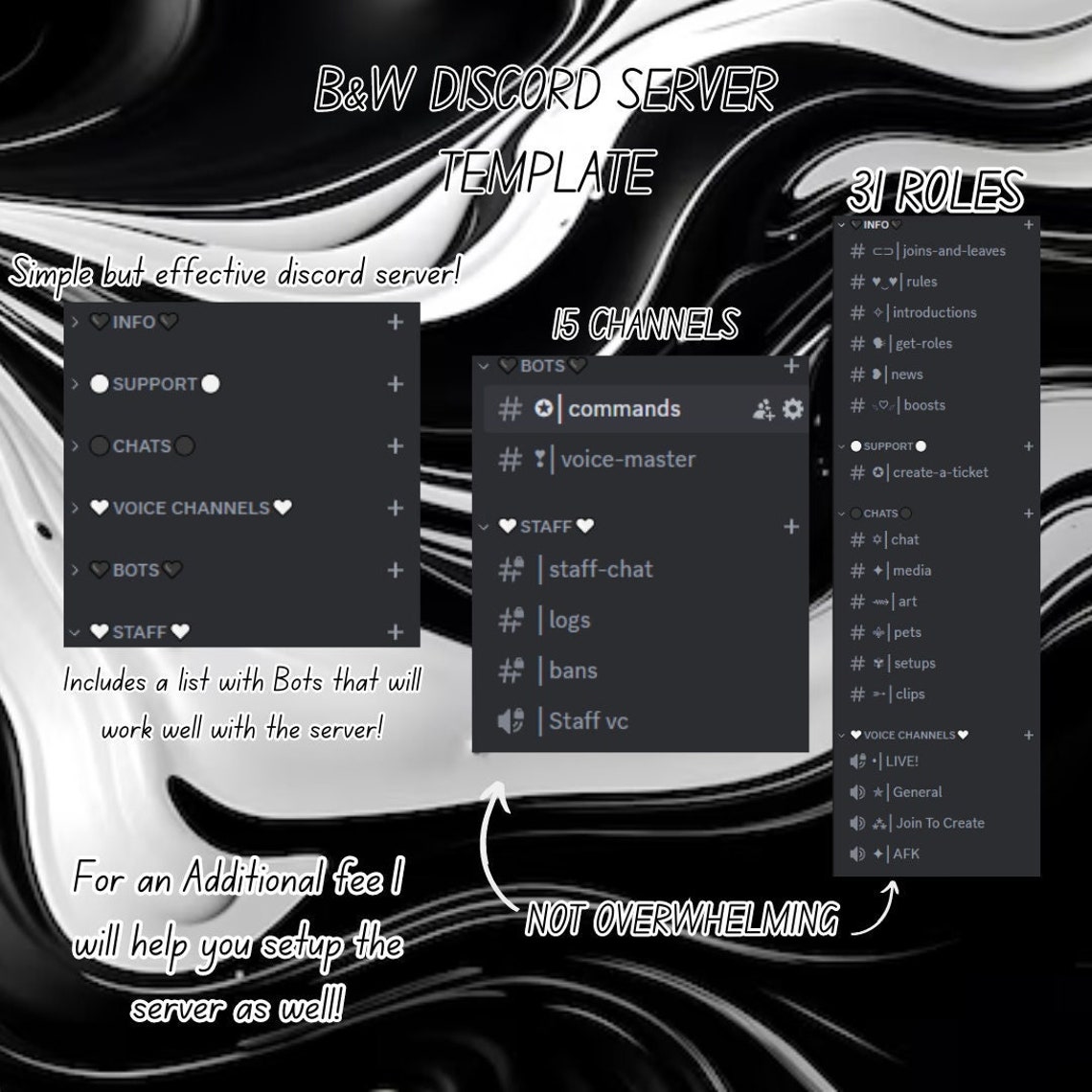 Black and White Server Template - Etsy