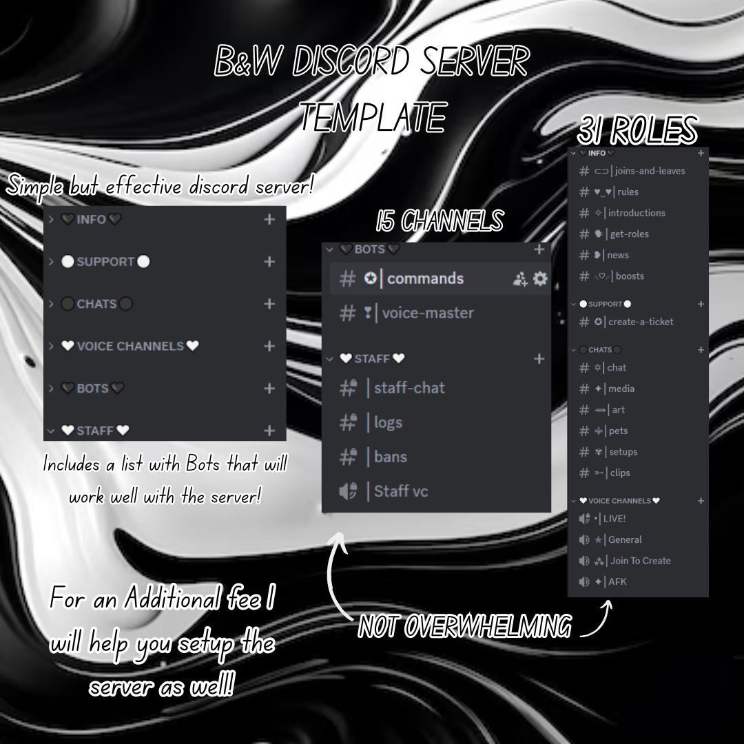 Black and White Server Template - Etsy