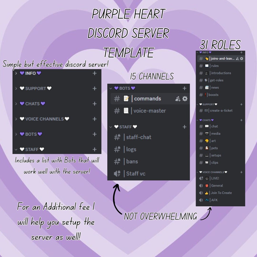 Purple Heart Discord Server Template - Etsy