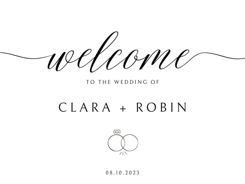 Welcome Sign Template, Minimalist Wedding Sign, Script Welcome Sign ...