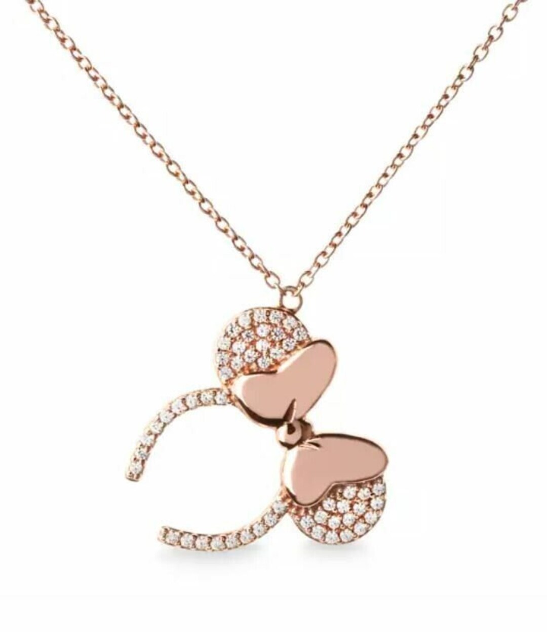 Mickey Mouse Diamond Necklace 1.2ct Diamond 14K Rose Gold - Etsy