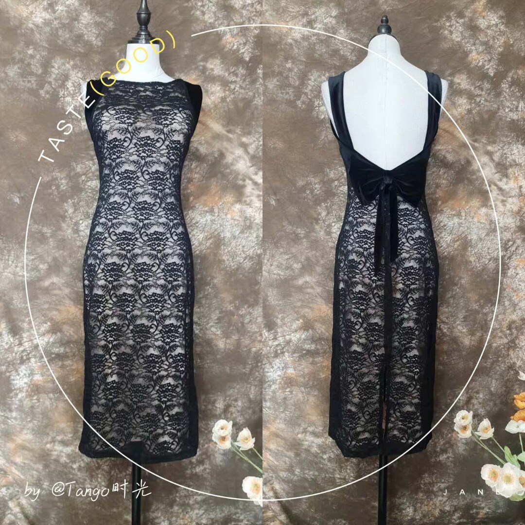 Tango Dress Q18 Velvet Bow Open Back - Etsy