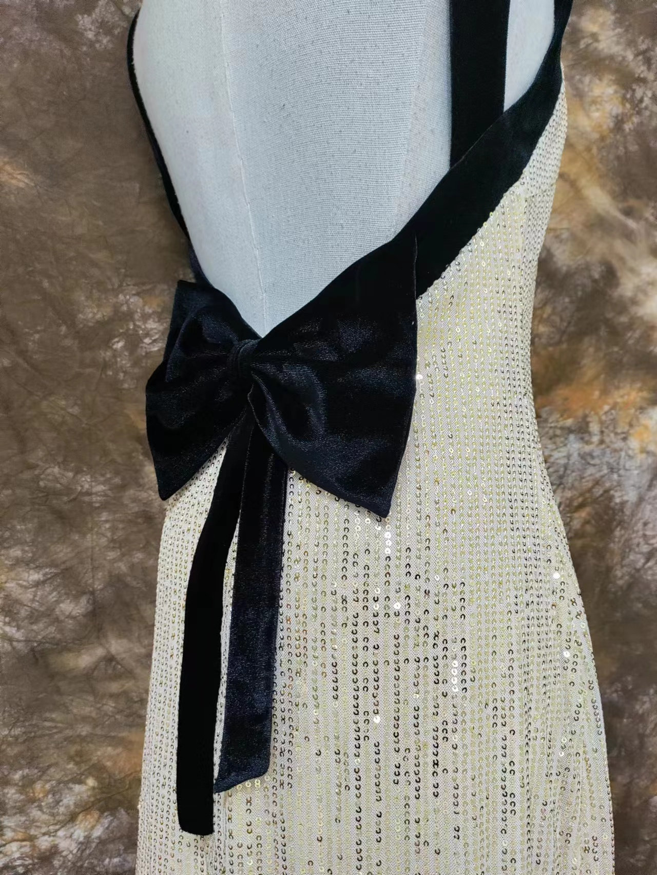 Tango Sequin Dress With Black Velvet Bow - Etsy