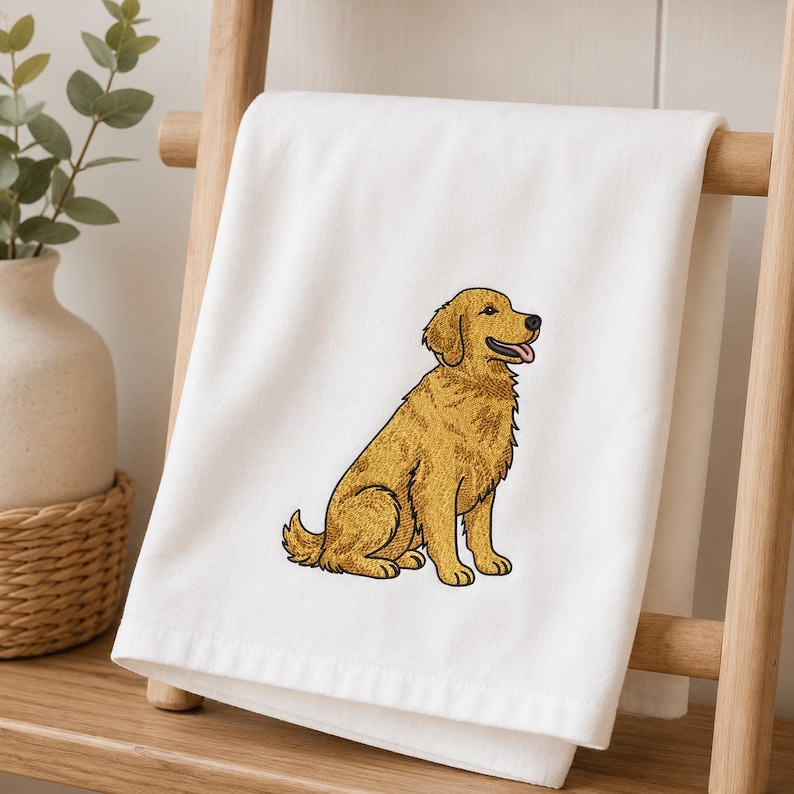 Golden Retriever Dog Embroidery Design, Machine Embroidery File, Cute ...