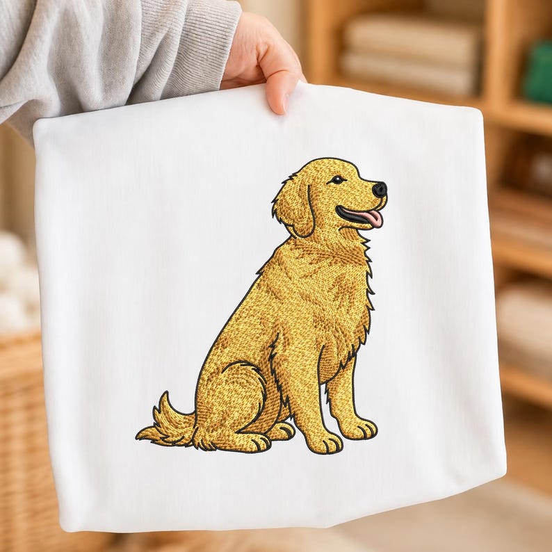Golden Retriever Dog Embroidery Design, Machine Embroidery File, Cute ...