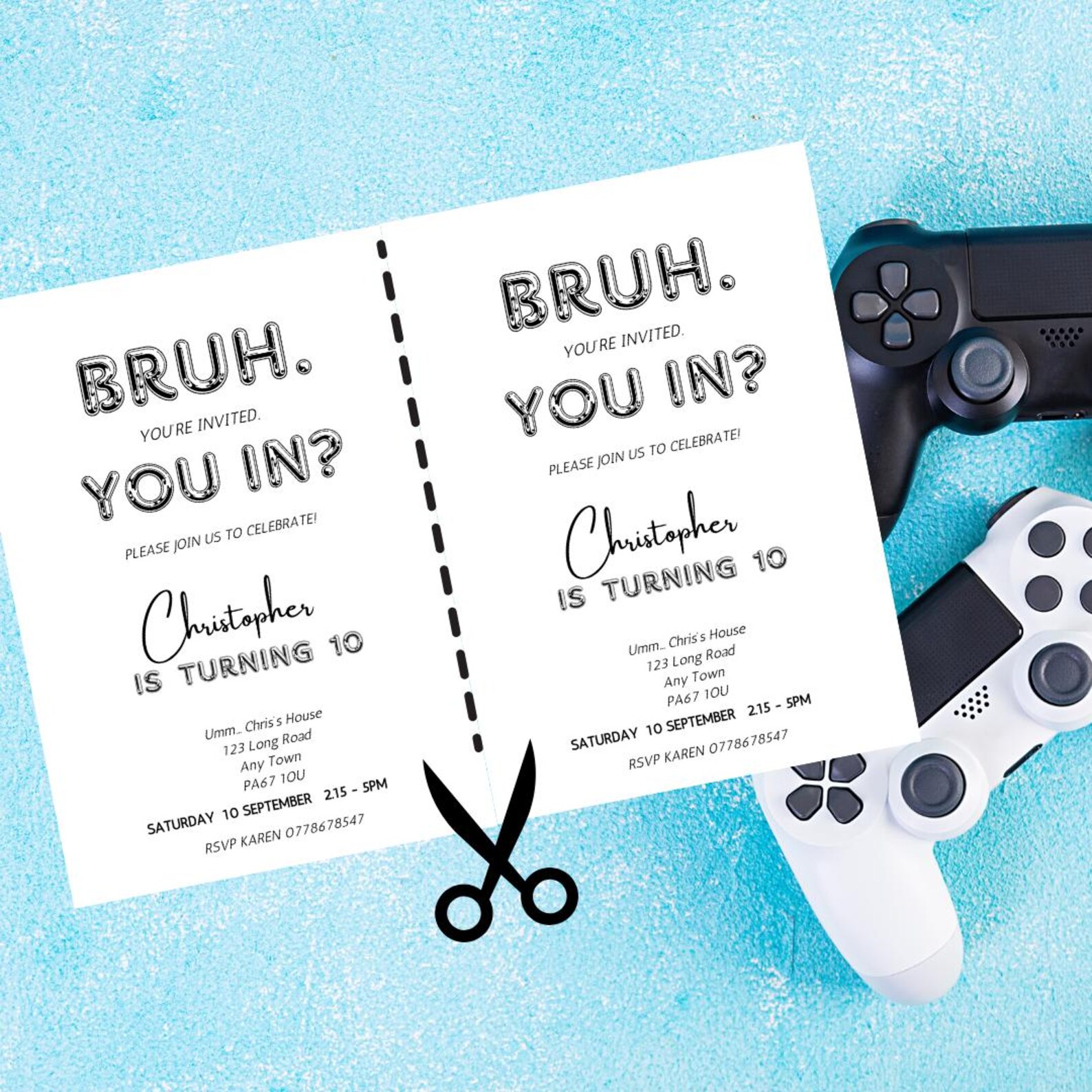 EDITABLE Template Monochromatic Bruh Birthday Invitation, Bruh It's My ...