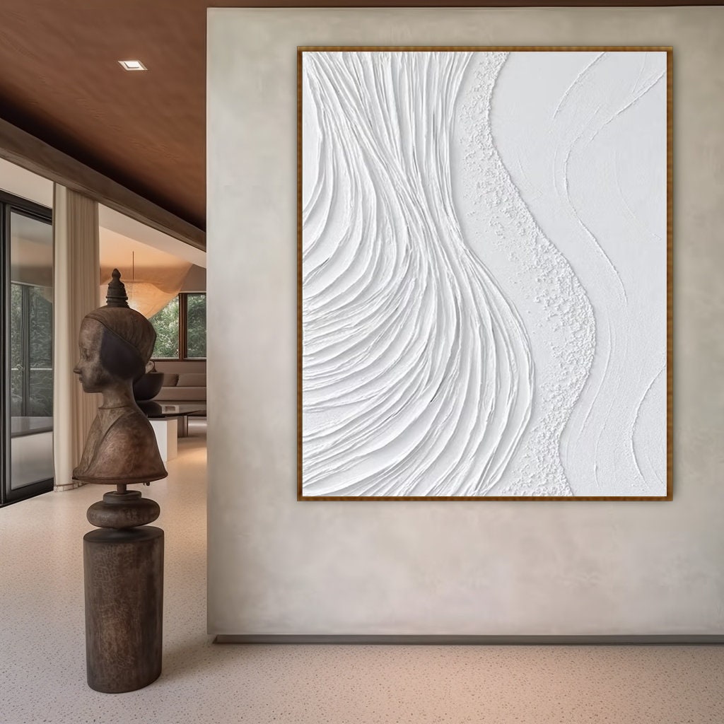 White Textured Painting Large White Wall Art White 3D Abstract - Etsy