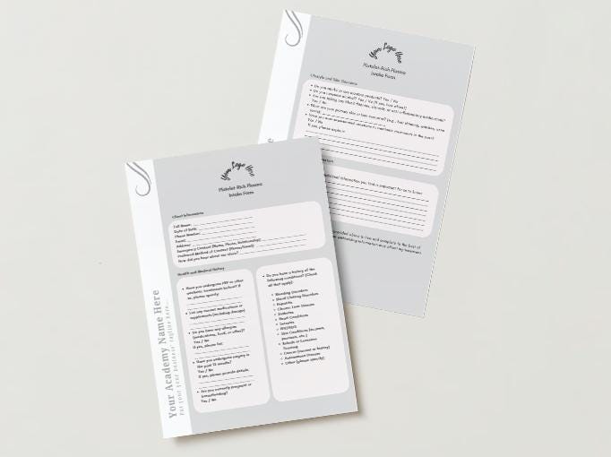 PLATELET-RICH Plasma Intake, Consent and Aftercare Editable Forms PRP ...