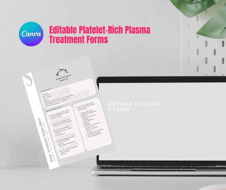 PLATELET-RICH Plasma Intake, Consent and Aftercare Editable Forms PRP ...