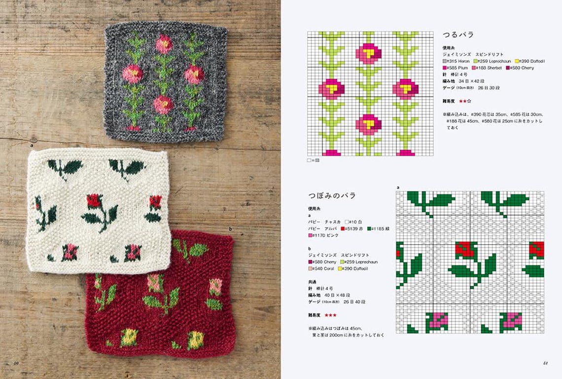 Flower Knitting 100 Cute Flower and Fruit Motifs Knitted With Stick ...