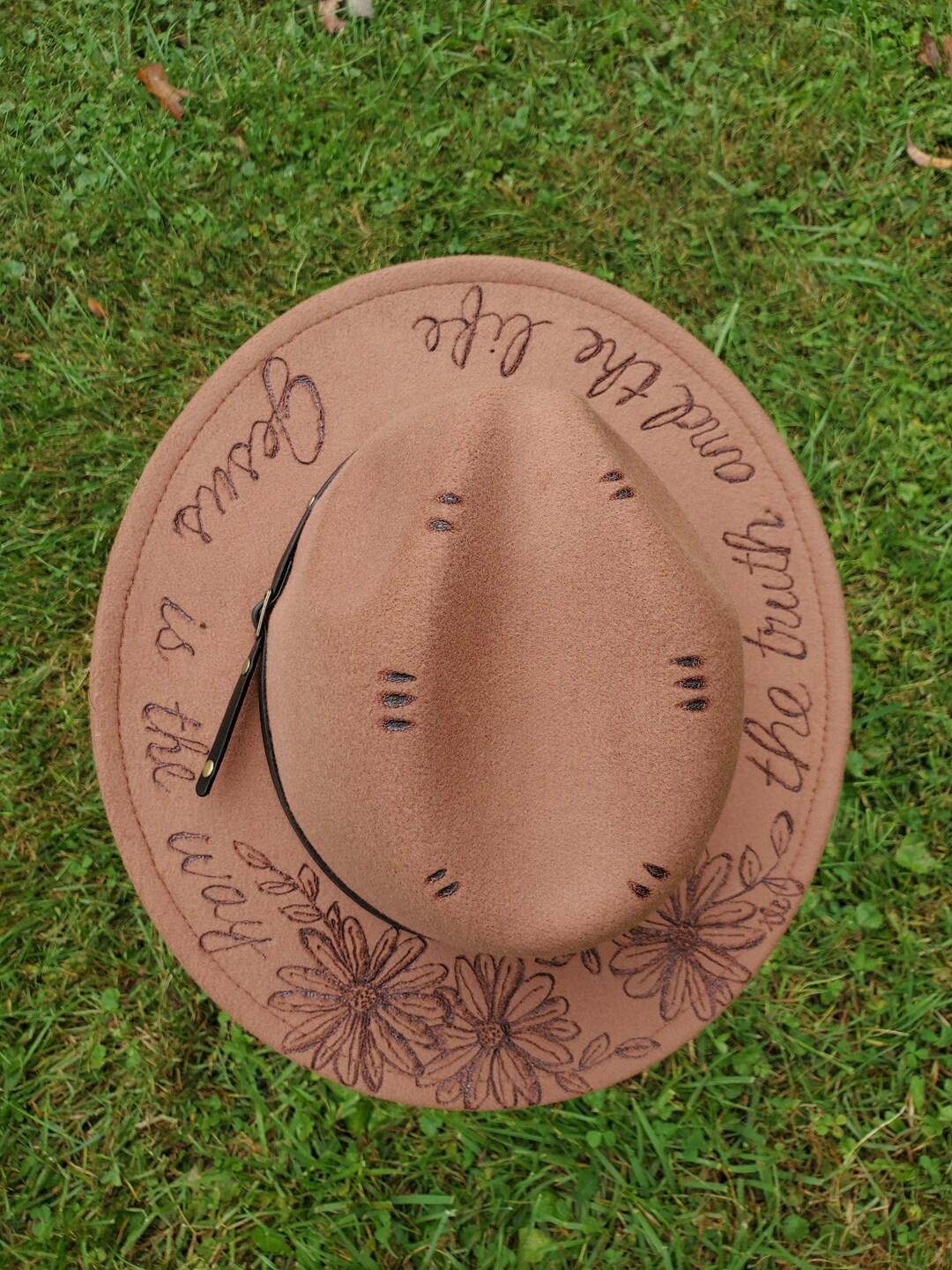 Hand Crafted, Burned jesus is the Way Christian, Wide Brimmed. Each is ...