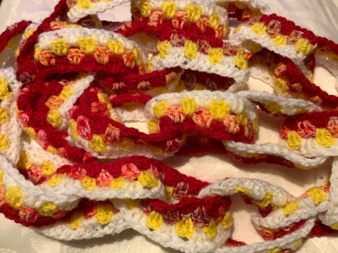 Decoration Crochet Red, Orange, Yellow and White Paper Chain Reusable ...