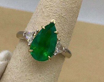 Teardrop Green Stone Ring - Etsy