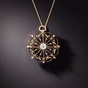 Antique Victorian Snowflake Pendant, Old European Cut Moissanite ...