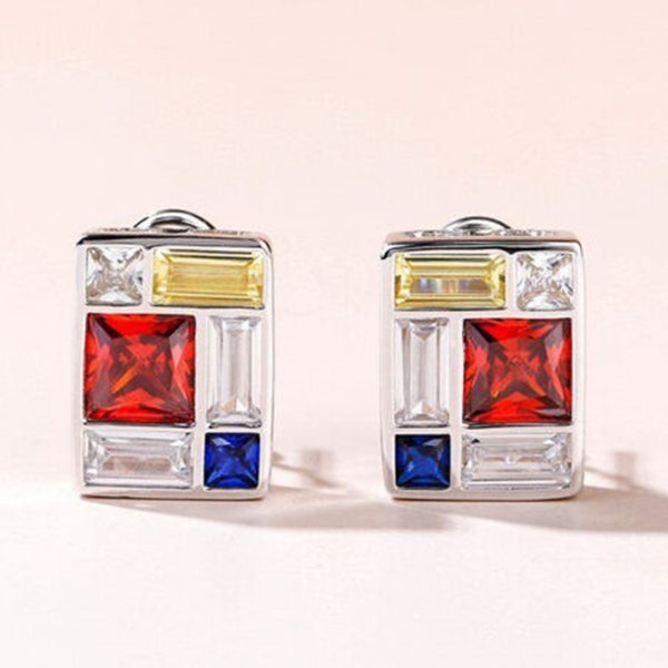 Multi Color Stone Stud Earrings - Etsy