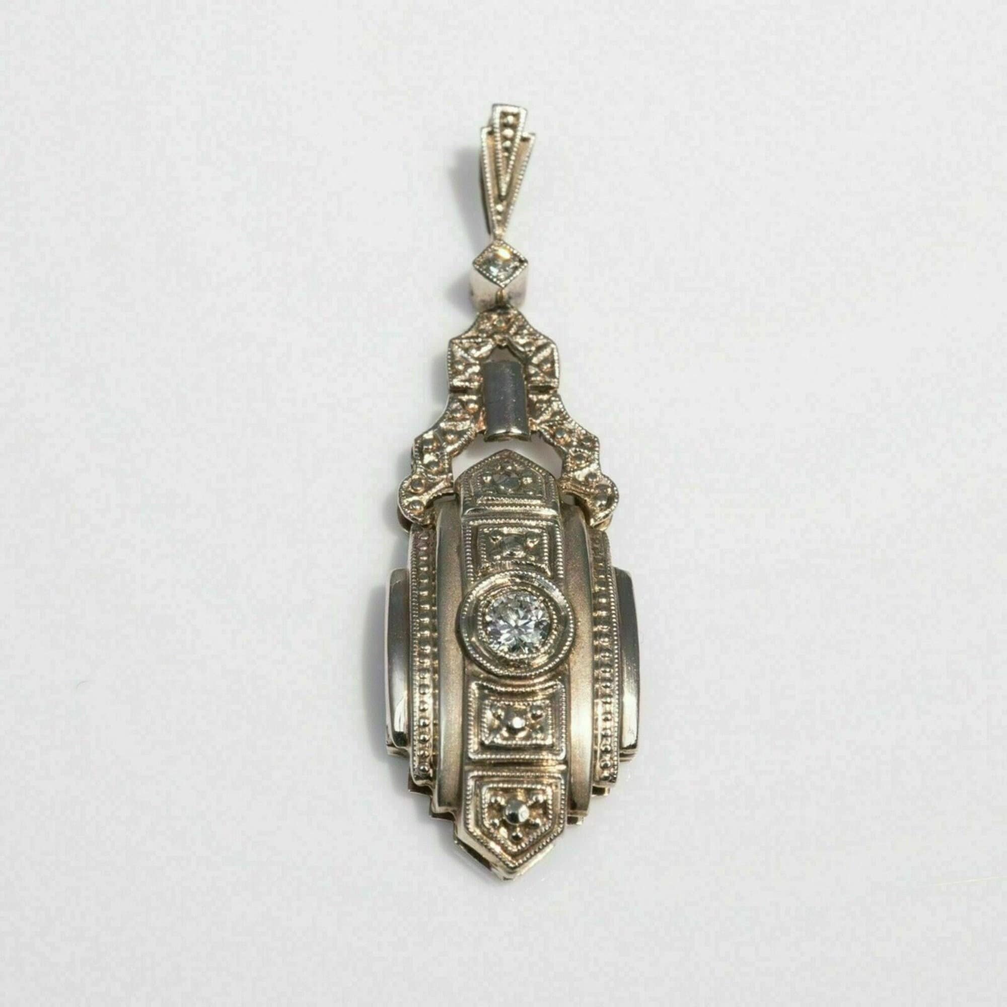 Two Stone Vintage Pendant, Antique Round Cut Moissanite Diamond ...