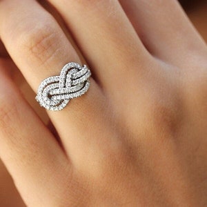 Double Infinity Knot Ring, Round Moissanite Diamond Infinity Ring ...