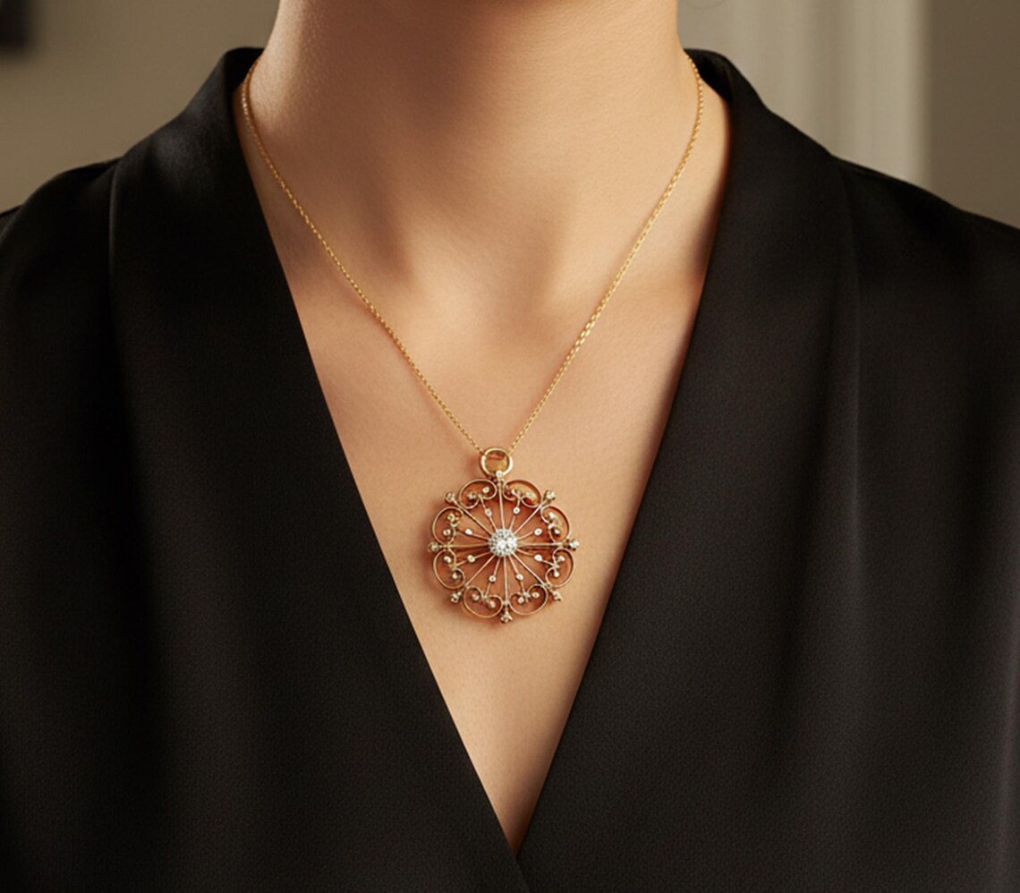 Antique Victorian Snowflake Pendant, Old European Cut Moissanite ...
