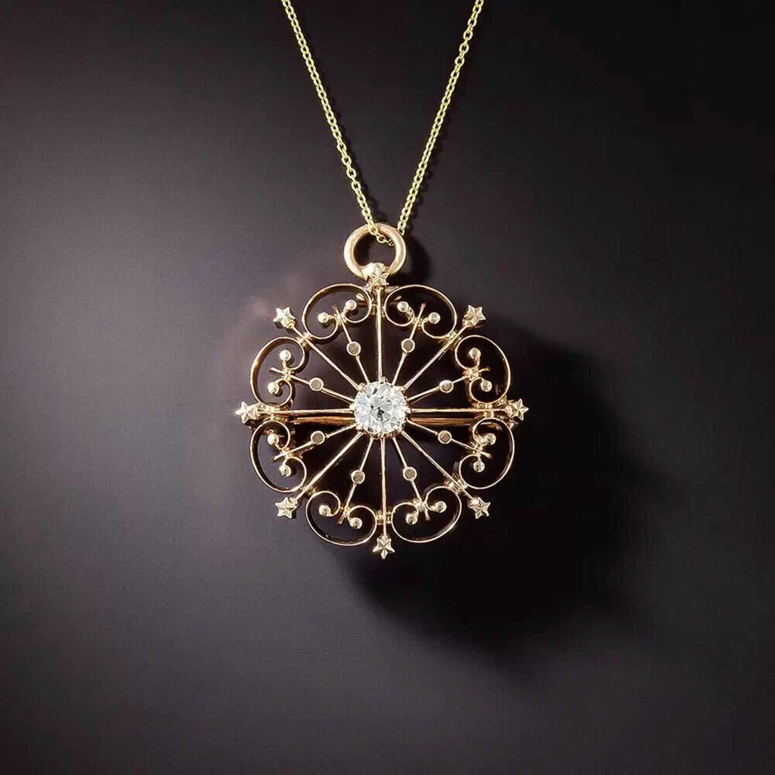 Antique Victorian Snowflake Pendant Old European Cut - Etsy