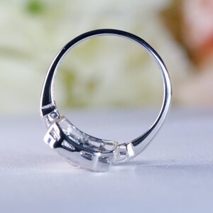 Art Deco Wedding Ring, Blue Princess & Round Cut CZ Stone Ring, Vintage ...