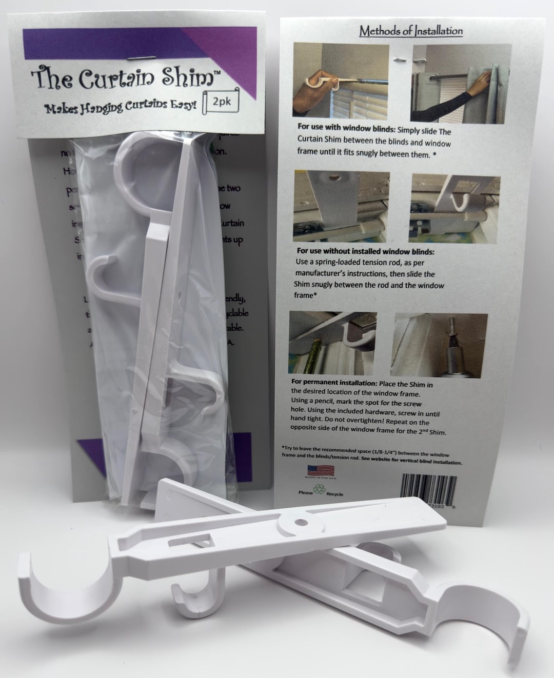 The Curtain Shim - Makes Hanging Curtains Easy! No-drill, No-damage ...