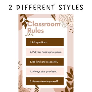 Boho Themed Classroom Rules Printable Wall Art, Boho Theme Classroom ...