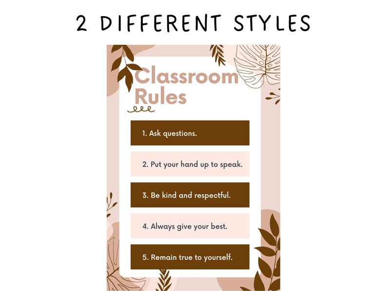 Boho Themed Classroom Rules Printable Wall Art, Boho Theme Classroom ...