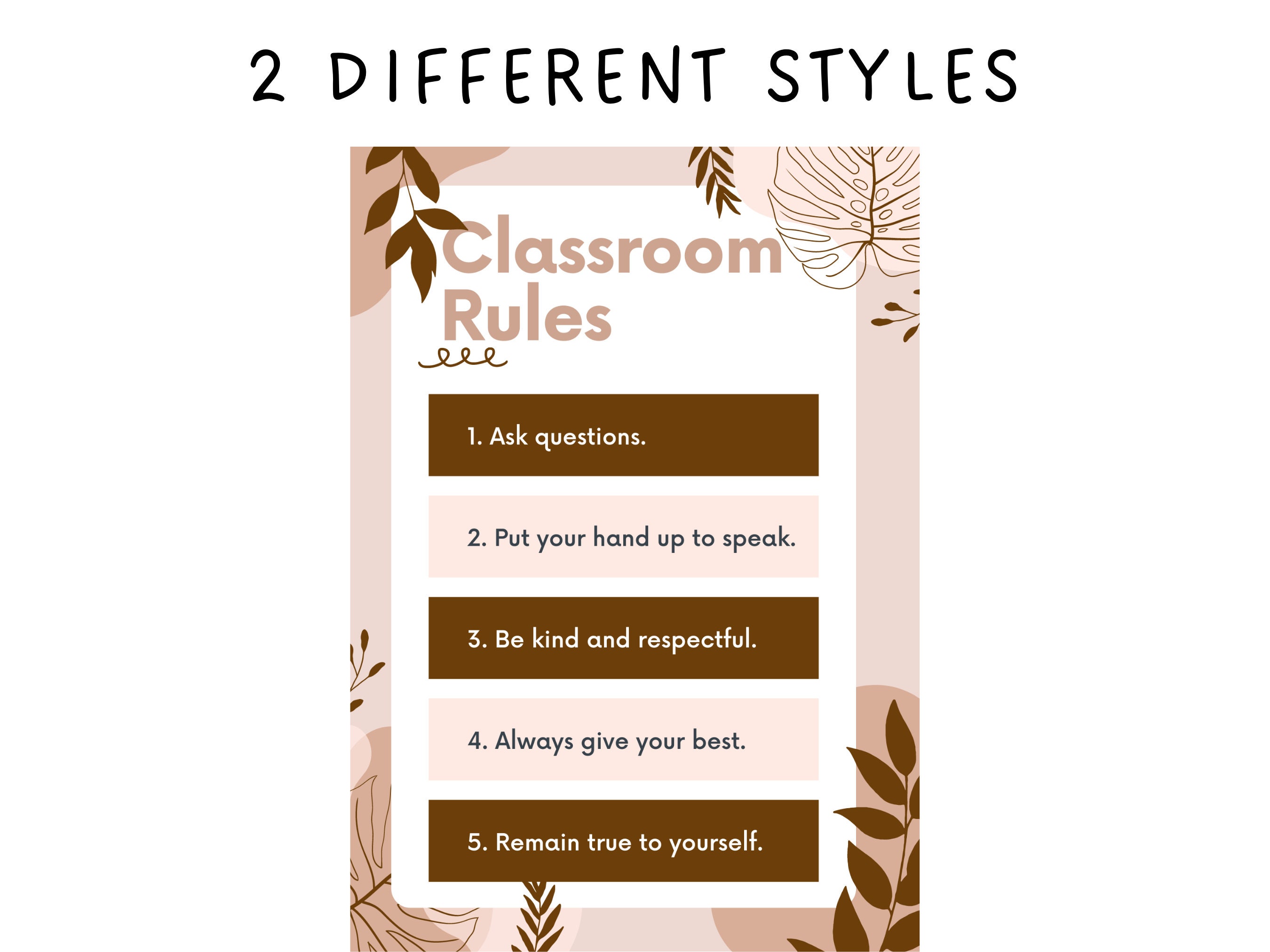 Boho Themed Classroom Rules Printable Wall Art, Boho Theme Classroom ...