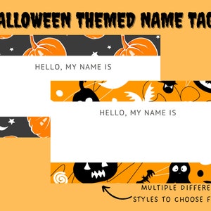Halloween Classroom Name Tags: Printable Labels (PDF, PNG) - Etsy