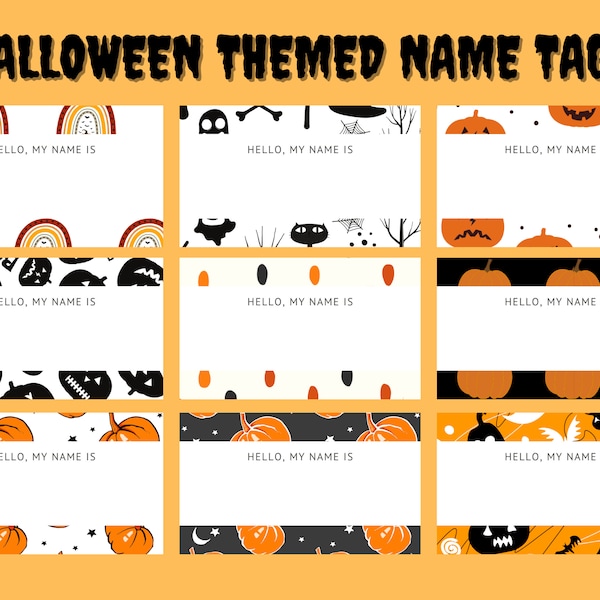 Printable Name Label Halloween - Etsy