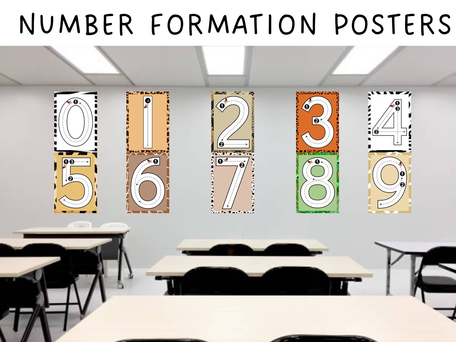 Animal Themed Number Formation Posters, Teacher Classroom Decor for ...