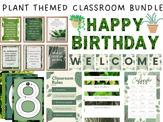 Plant Themed Classroom Decor Bundle Display Welcome Sign - Etsy