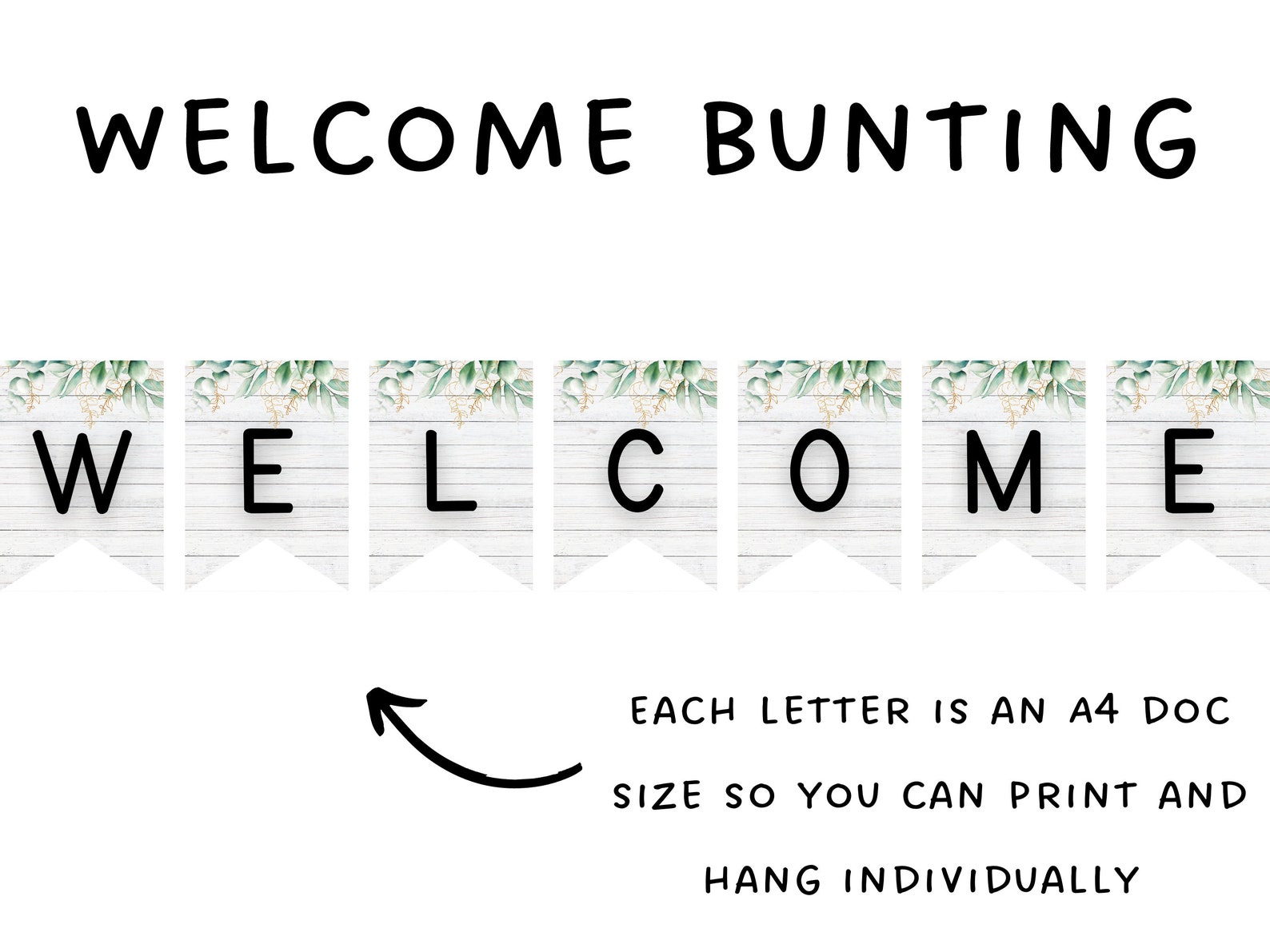 Modern Farmhouse Eucalyptus Themed Welcome Bunting, Classroom Bunting ...